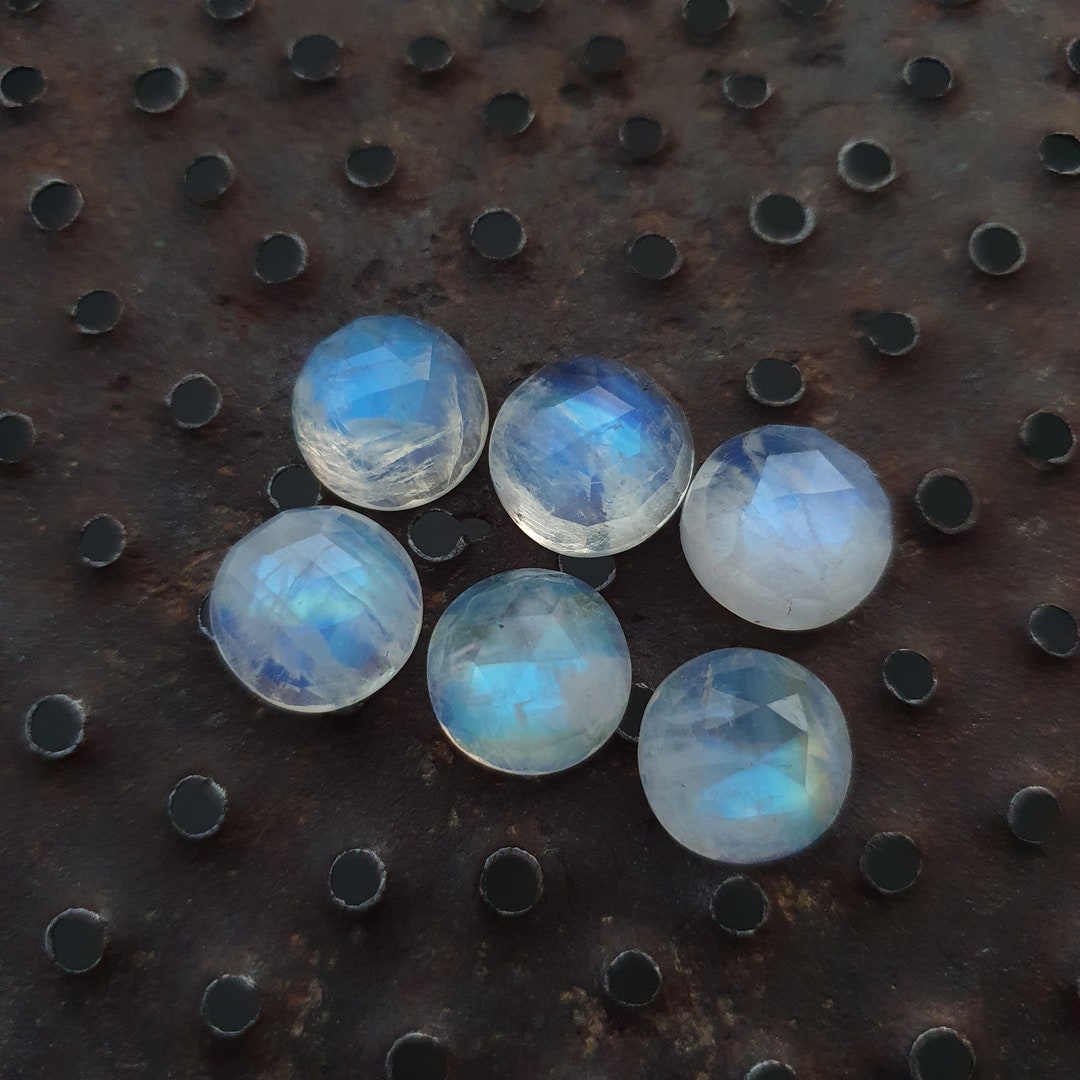 Moonstone, Natural Rainbow Moonstone Cabochon, Rose Cut Blue Moonstone ...