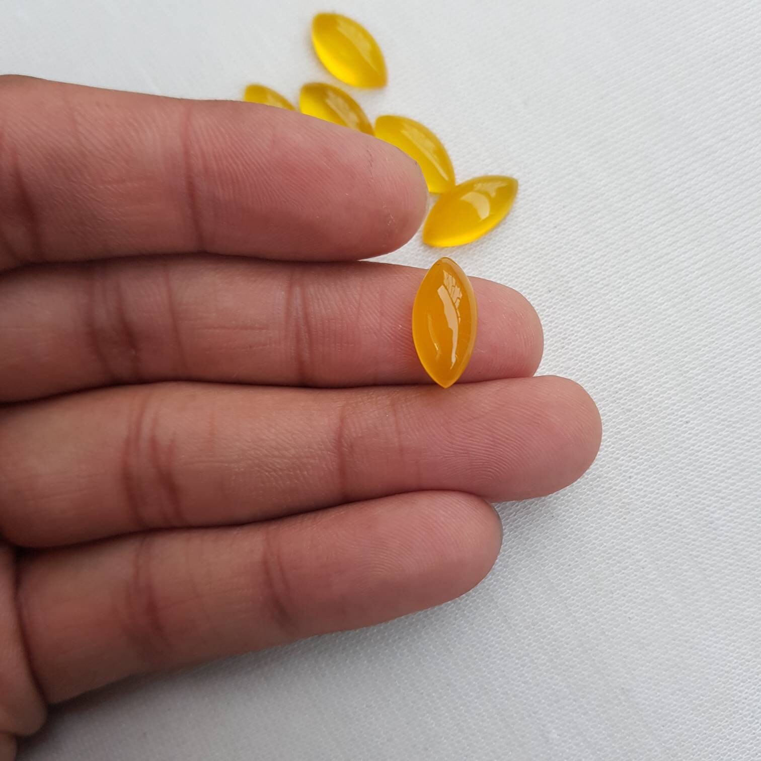 Mango Chalcedony, Yellow Chalcedony, Marquise Shaped, Flatback Mango ...