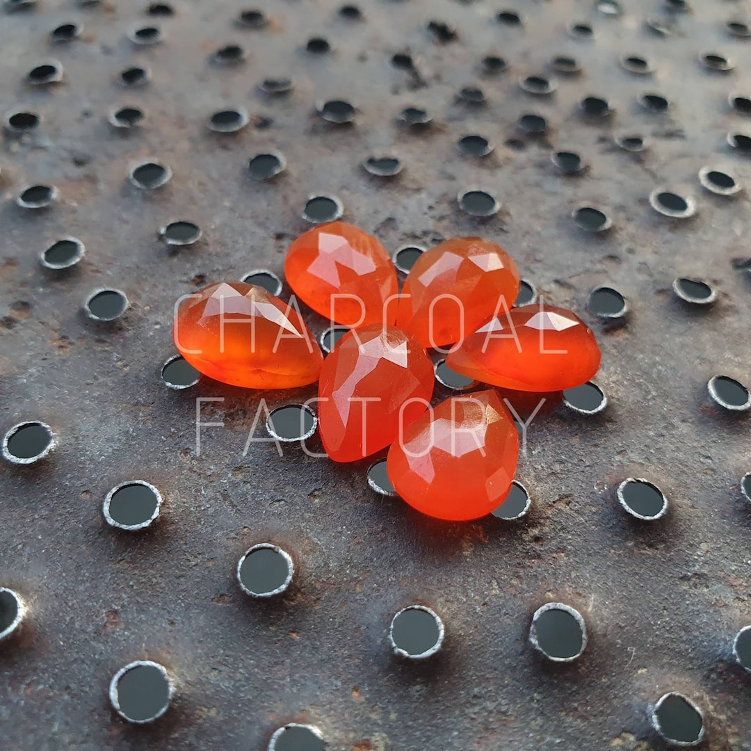 Carnelian, Natural Rose Cut Carnelian, Pear Shape Carnelian, Flat Back ...