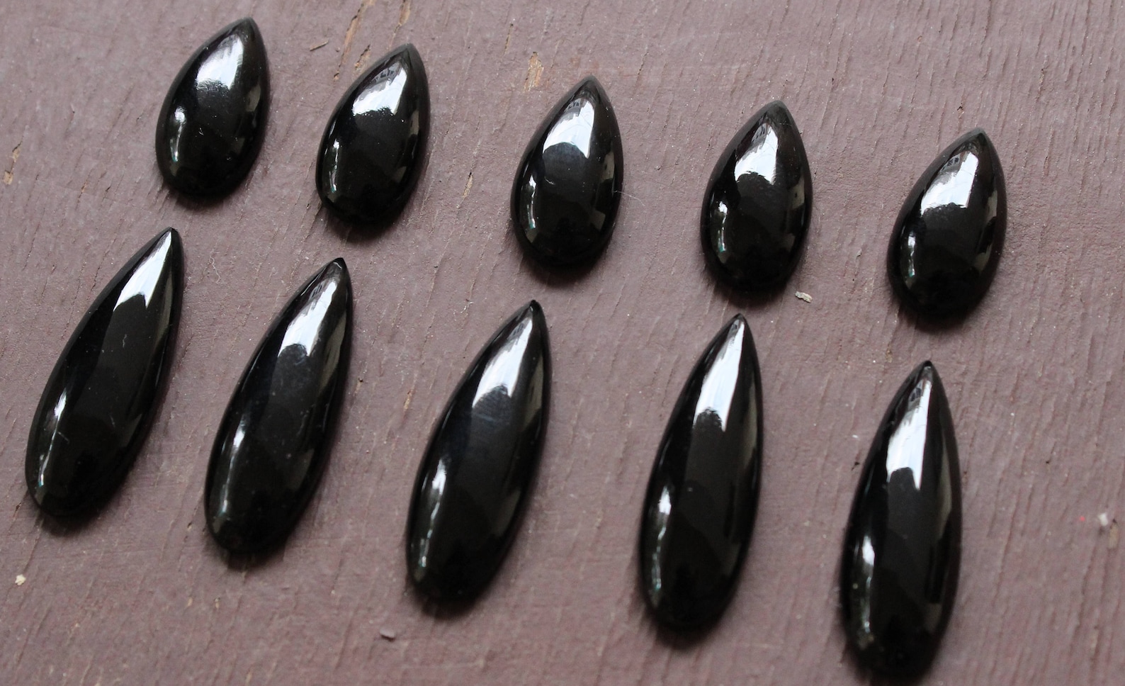 Long Pear Black Onyx Natural AAA Grade Flat Back Calibrated Cabochon ...