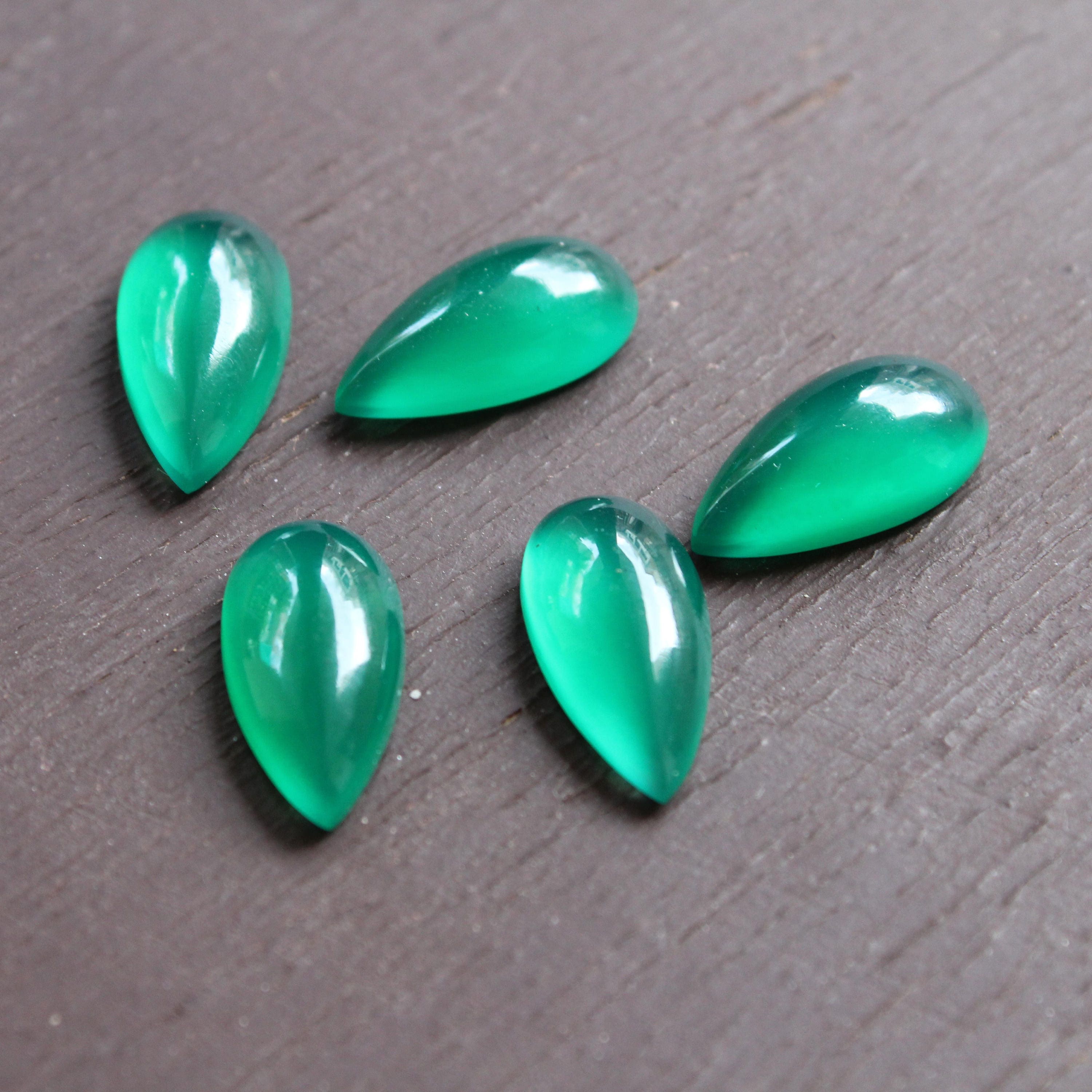 Long Pear Green Onyx Natural AAA Grade Flat Back Cabochon Gemstone ...