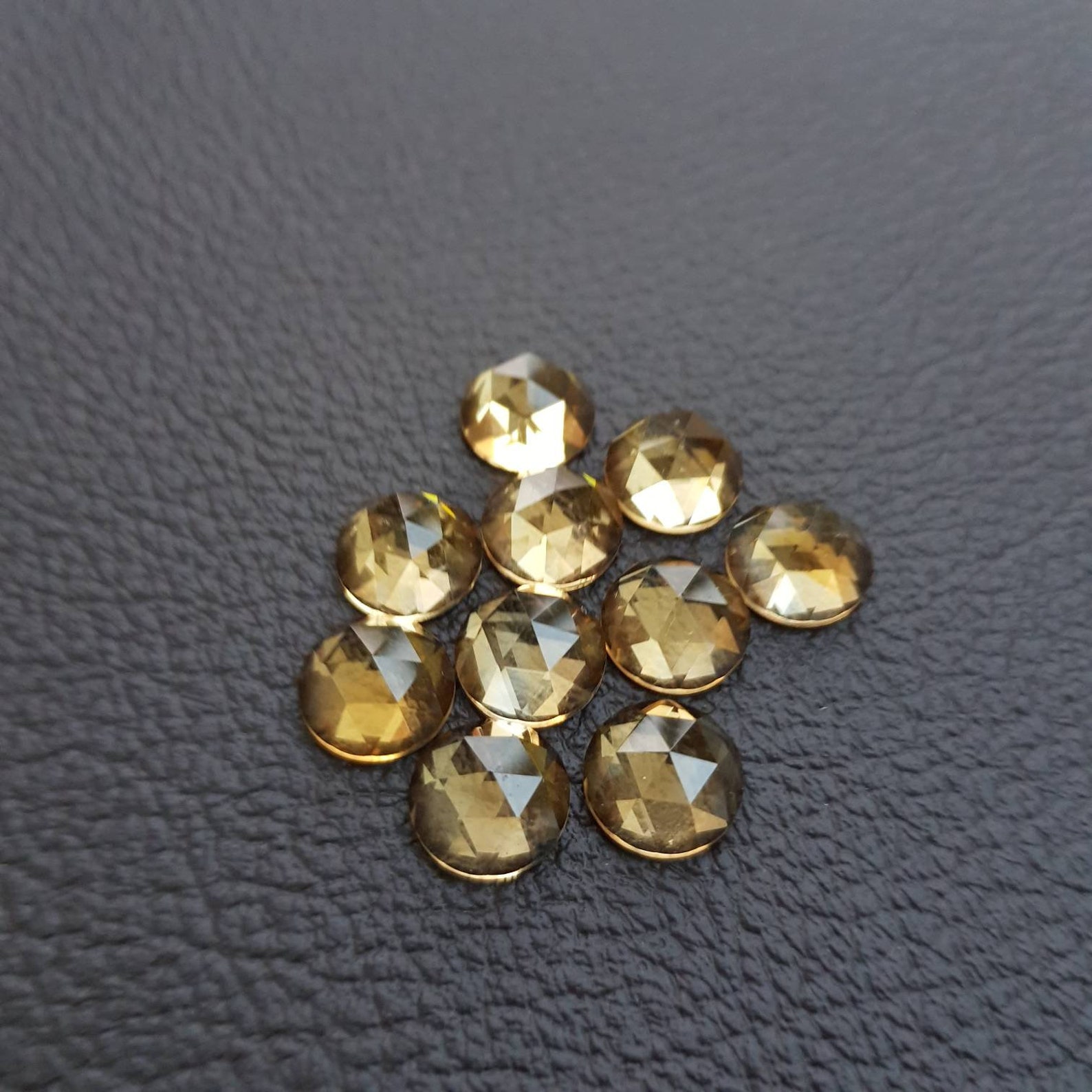 Natural Citrine, Rose Cut, Flat Back, Cabochon, Round Shape Calibrated ...