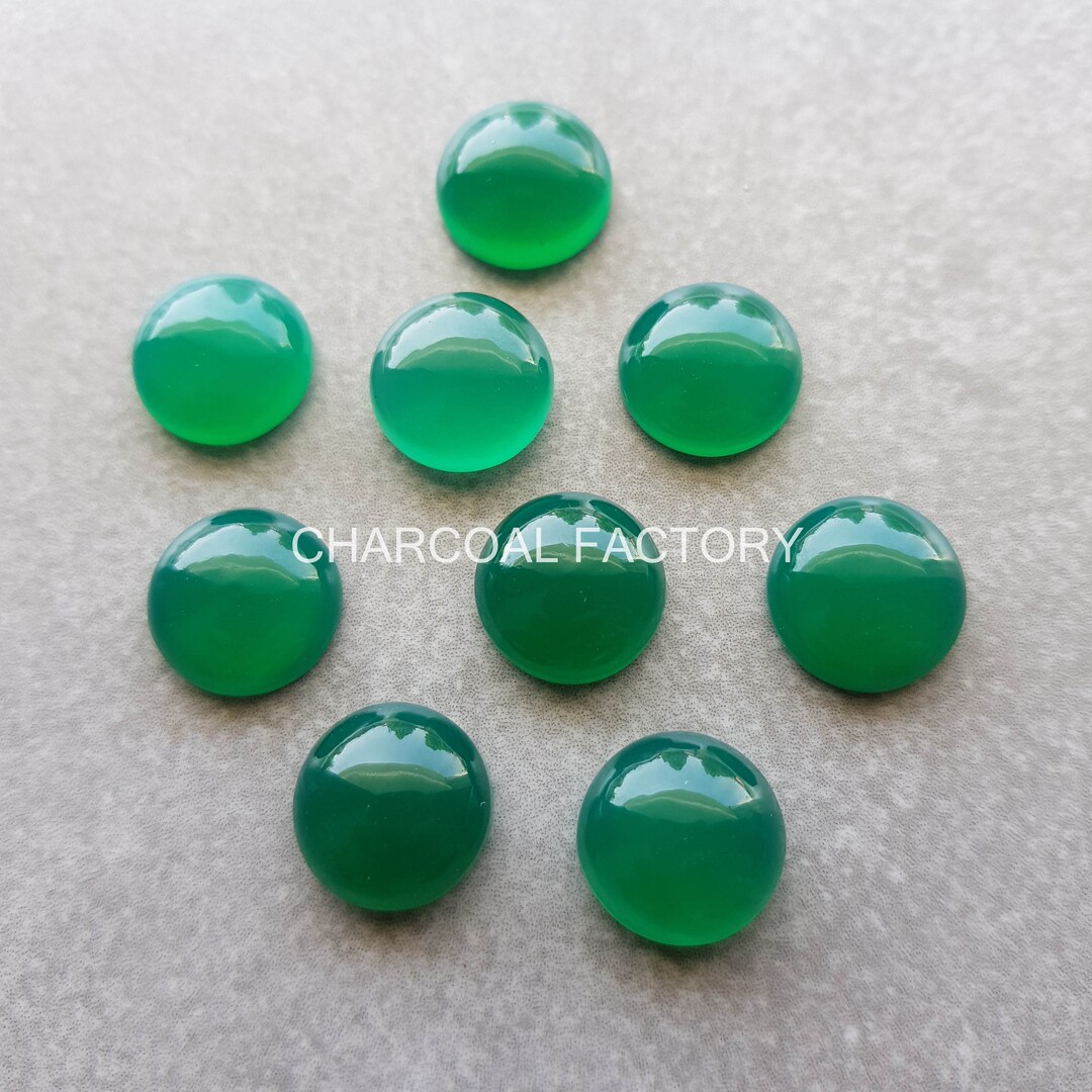 Natural Green Onyx Cabochon, Round Flat Back Gemstone (4-20 Mm), AAA ...