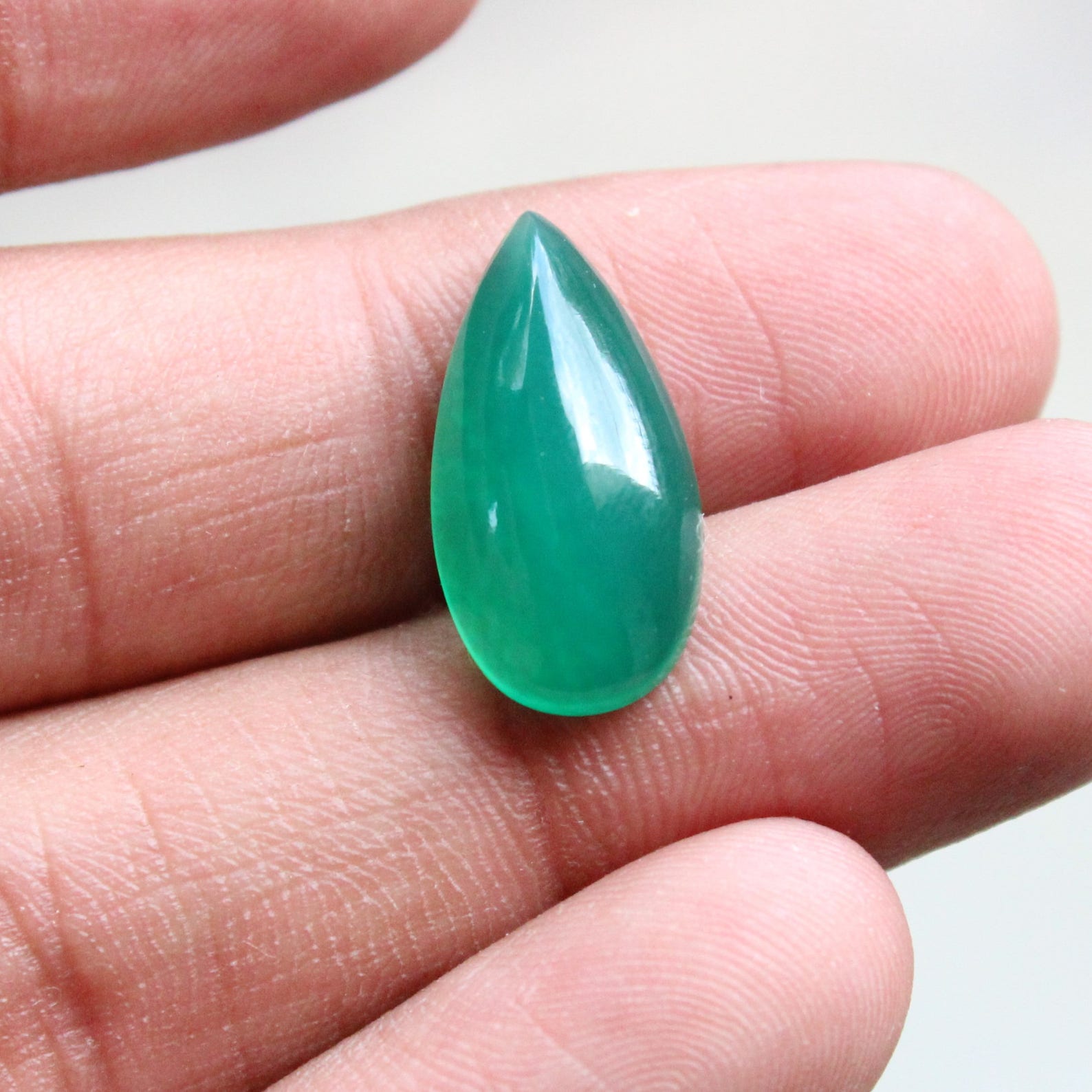 Long Pear Green Onyx Natural AAA Grade Flat Back Cabochon Gemstone ...