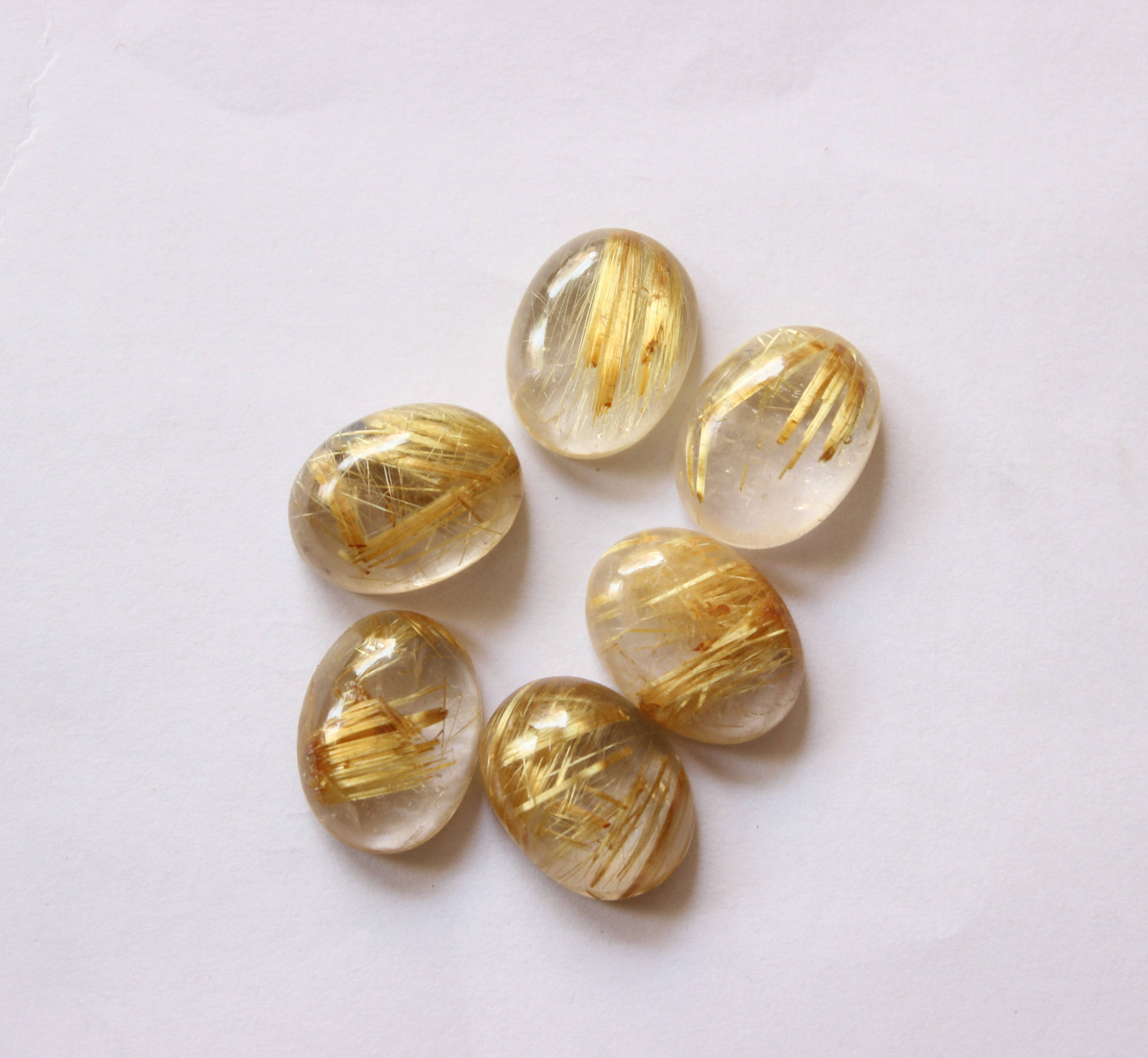 Natural Golden Rutilated Quartz Oval Shape Gemstone Cabochon - Etsy