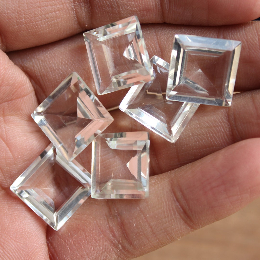 Natural Square Shaped Clear Quartz Crystal Gemstone Calibrated Gemstone ...