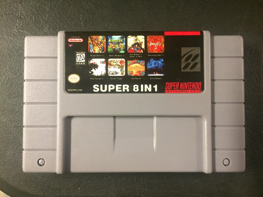 SNES Super Nintendo Super 8 in 1 Multi Cart Rare Japan RPG Earthbound ...