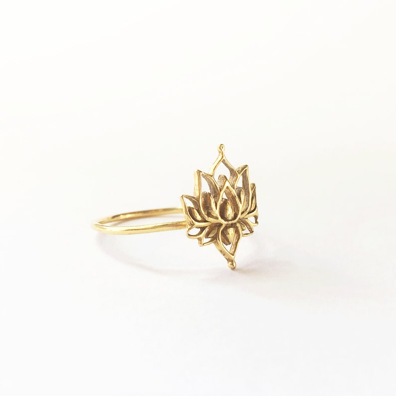 14K Solid Gold Lotus Ring Lotus Flower Ring 14K Solid Gold - Etsy