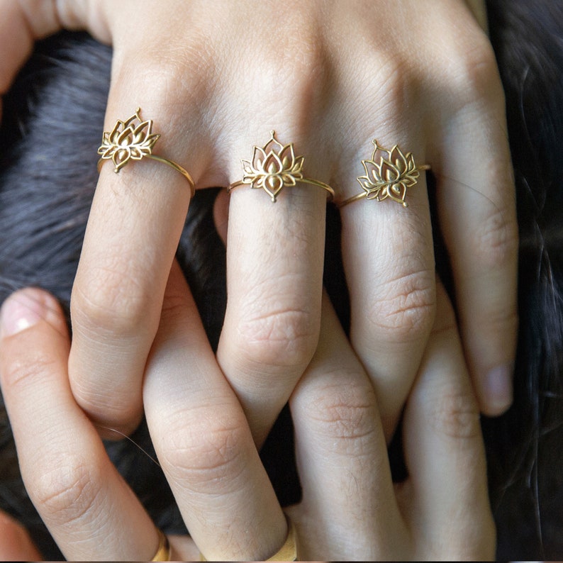 14K Solid Gold Lotus Ring Lotus Flower Ring 14K Solid Gold - Etsy