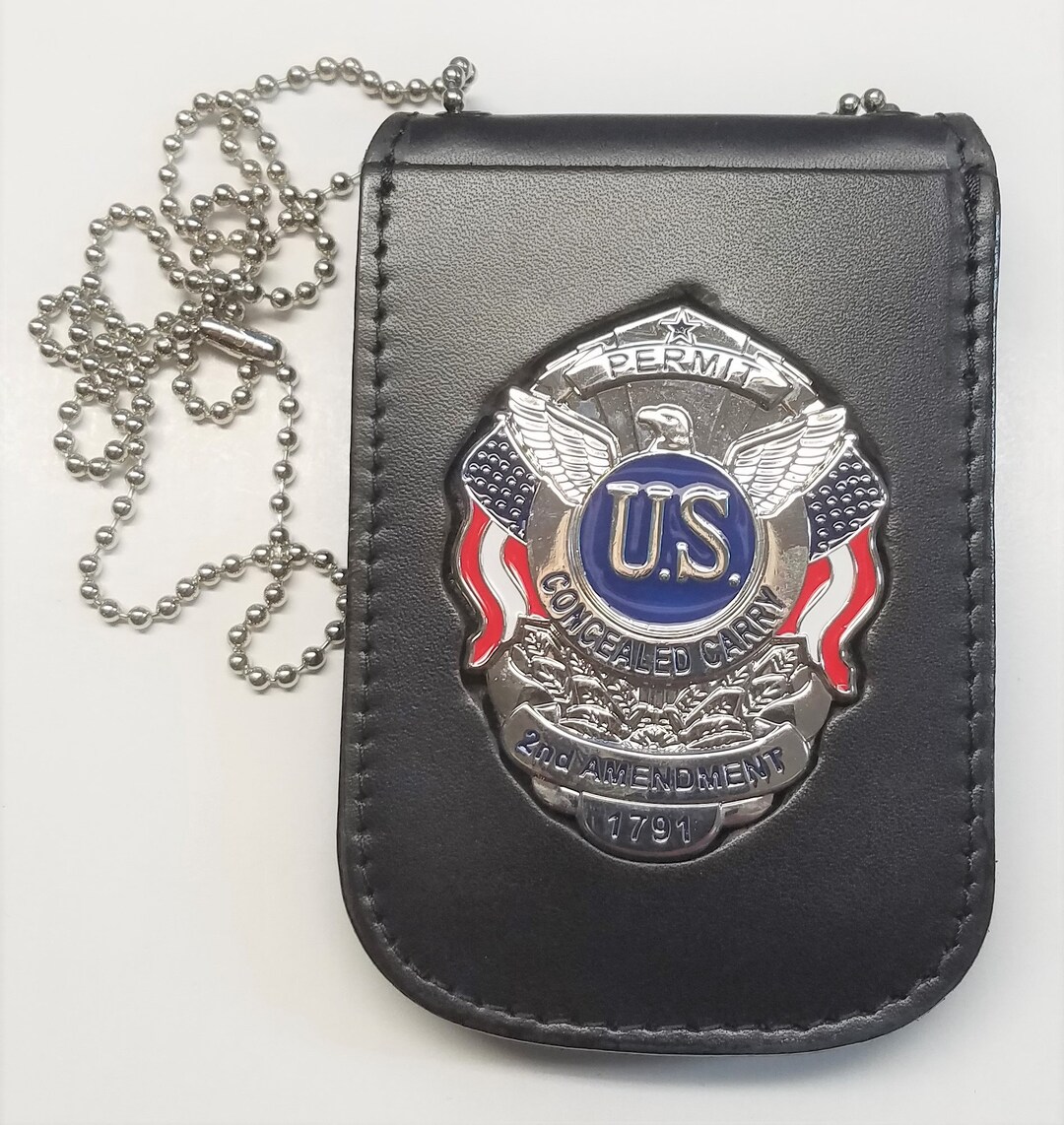 2nd Amendment Concealed Carry Permit Silver 1791 Badge in an Window ID ...