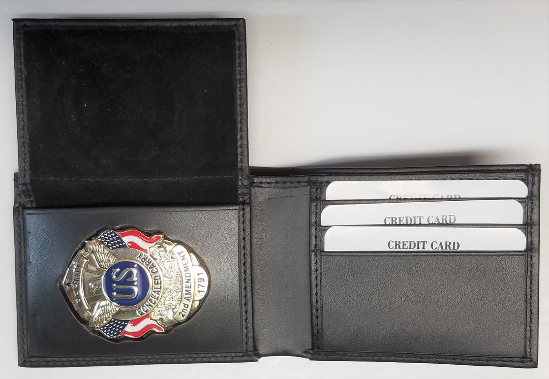 2nd Amendment Concealed Carry Permit Gold 1791 Badge in a Small Money ...