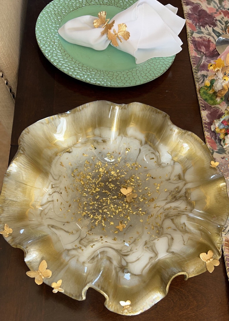 Butterfly Inspired Handmade Bowl, Resin Bowl, Decorative Butterfly Bowl ...