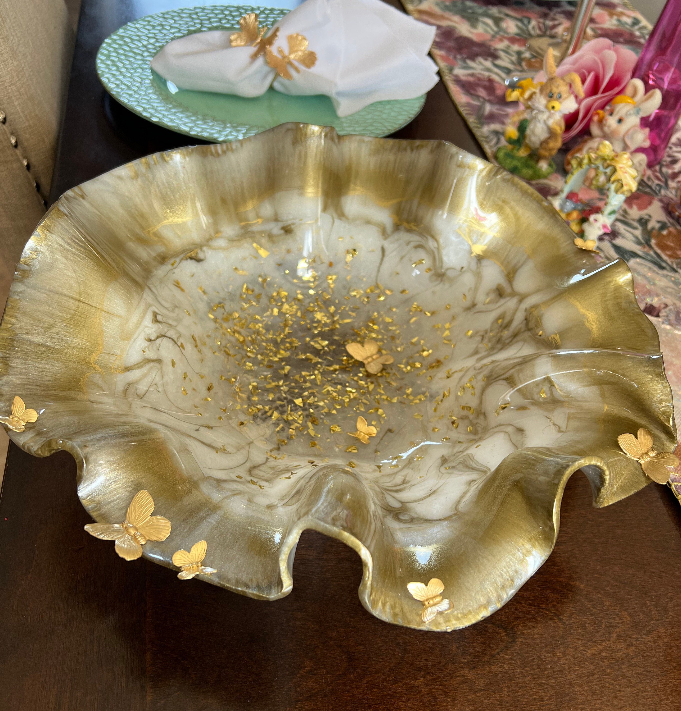 Butterfly Inspired Handmade Bowl, Resin Bowl, Decorative Butterfly Bowl ...