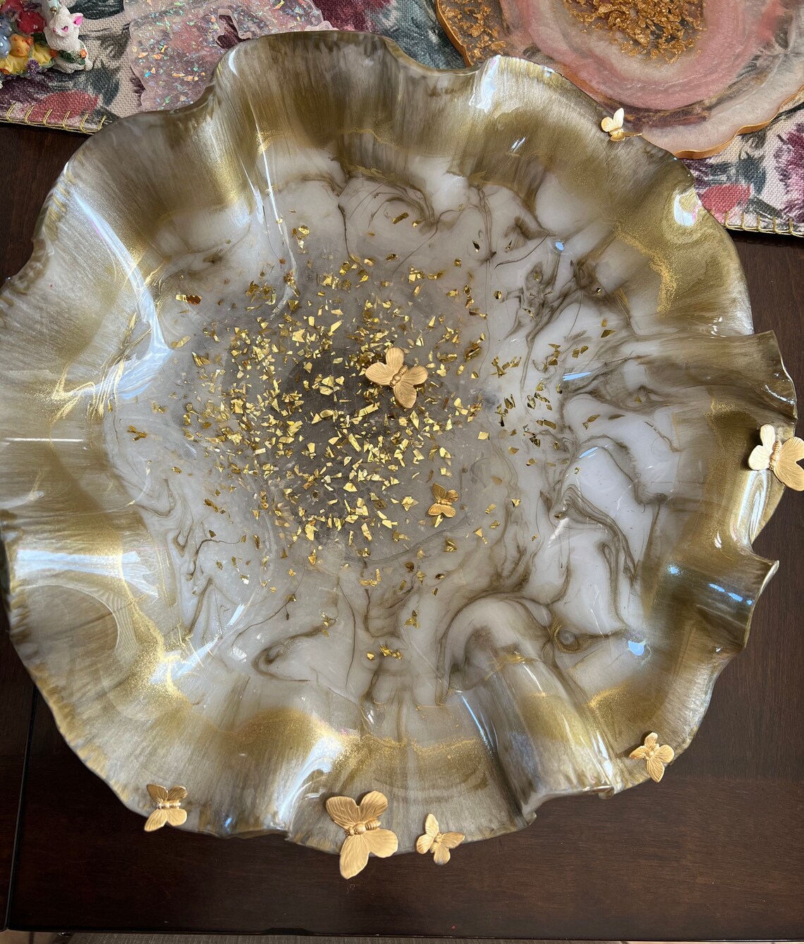 Butterfly Inspired Handmade Bowl, Resin Bowl, Decorative Butterfly Bowl ...