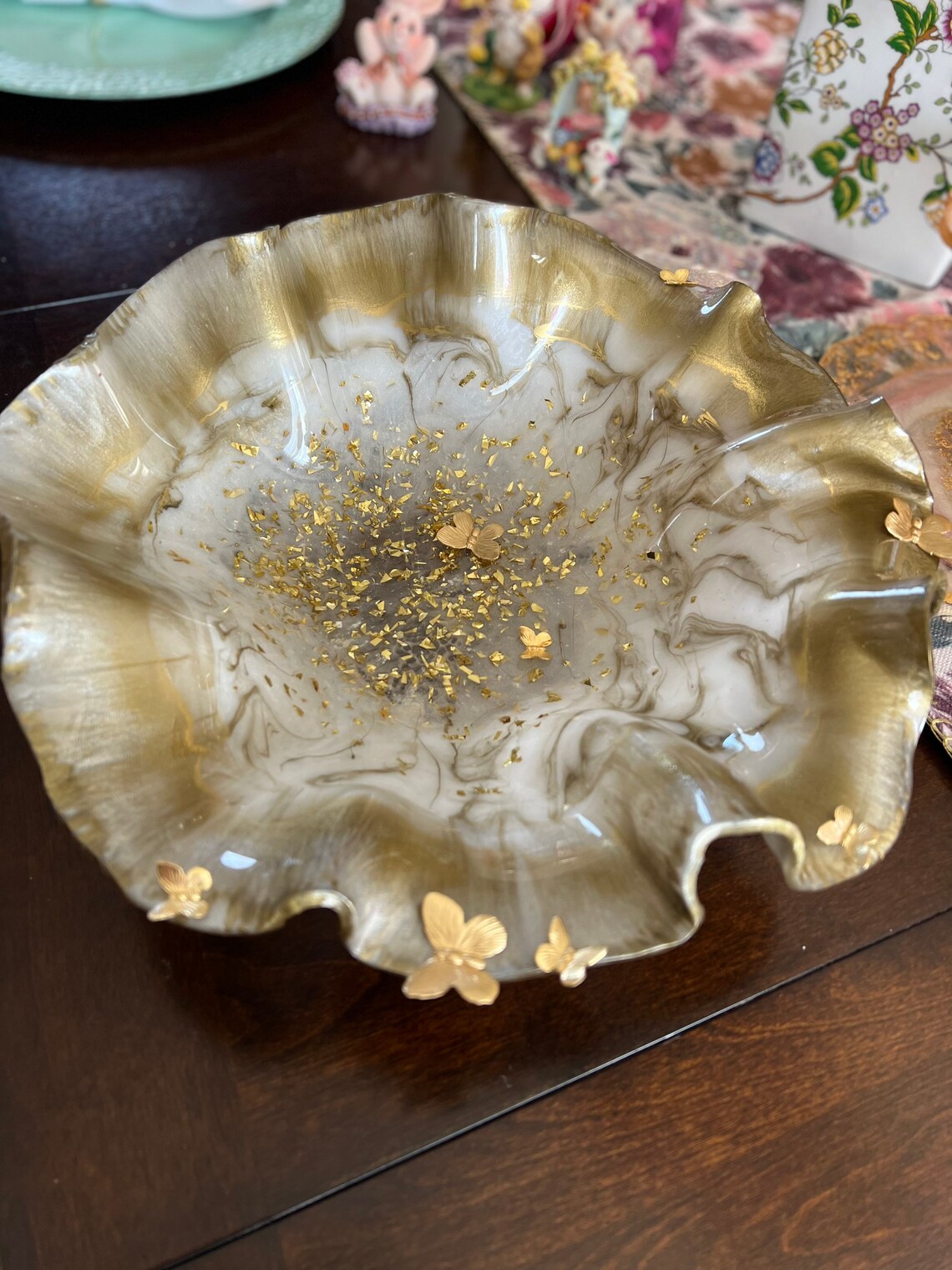 Butterfly Inspired Handmade Bowl, Resin Bowl, Decorative Butterfly Bowl ...