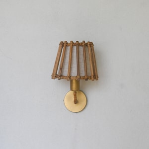 Mid Century Modern Rattan Wall Lamp, Bathroom Vanity Wall Lighting ...