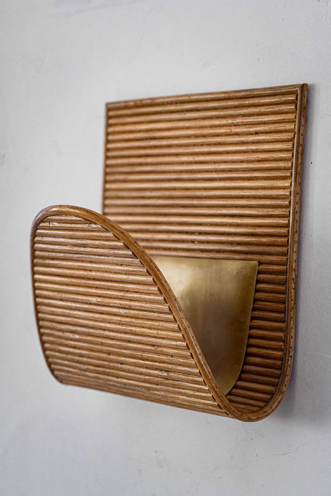 Rattan Modern Wall Mounted Magazine Rack Aldo - Etsy