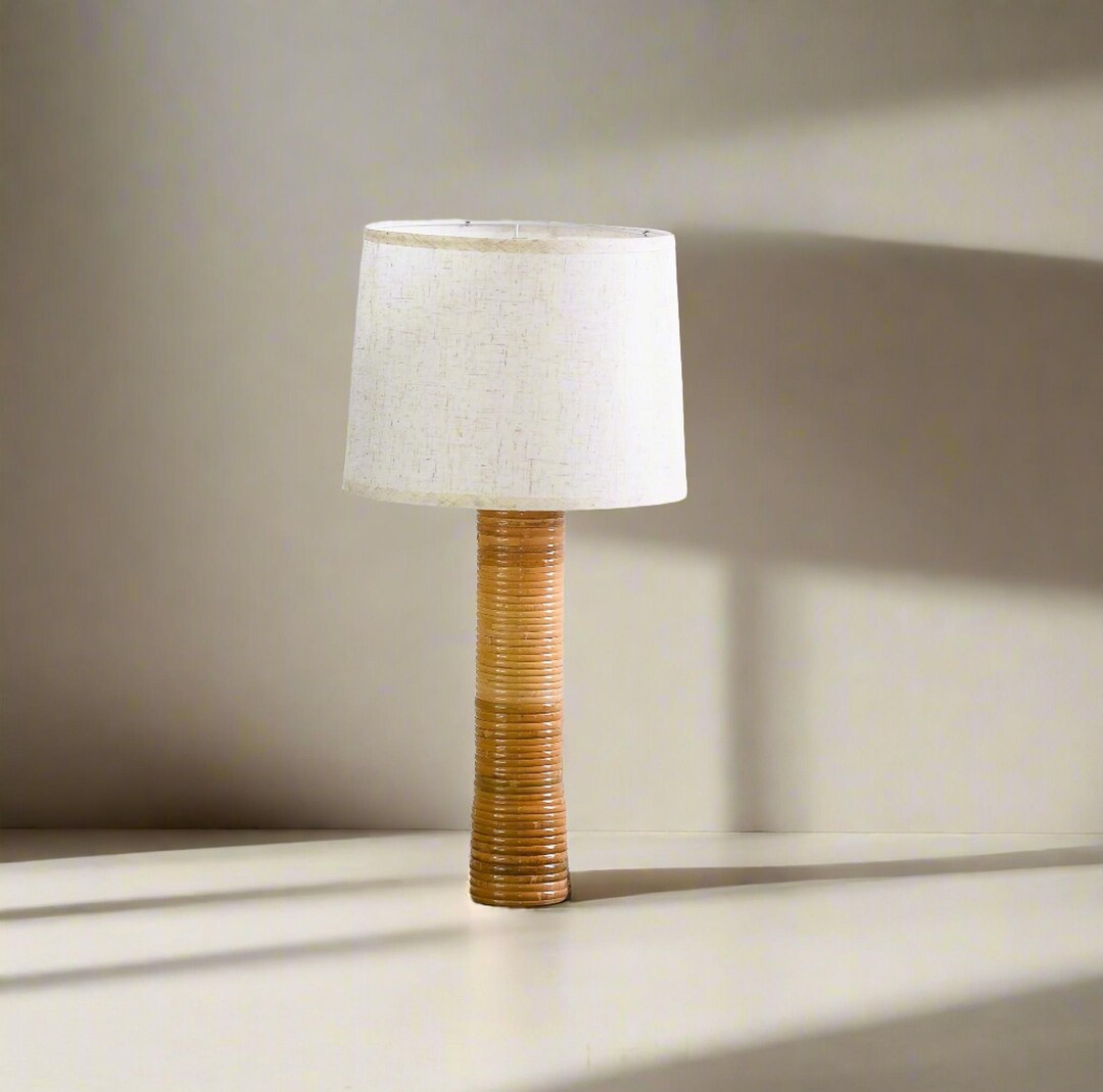 Mid Century Modern Style Rattan Wrap Table Lamp - Etsy