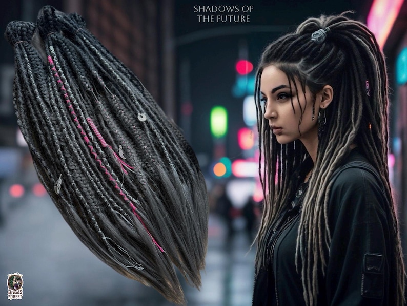 Ombre Synthetic Dreads: Black-dark Gray Fishtail Braids - Etsy