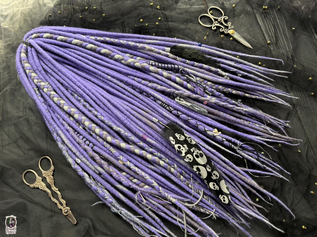 Wool Dreadlocks + Braids Lavanda, Iris, Purple, Gray, Light Gray Hair ...
