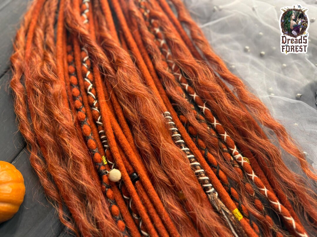 Copper Red, Ginger, Auburn Curly Dreadlock Extensions: DE SE Textured ...