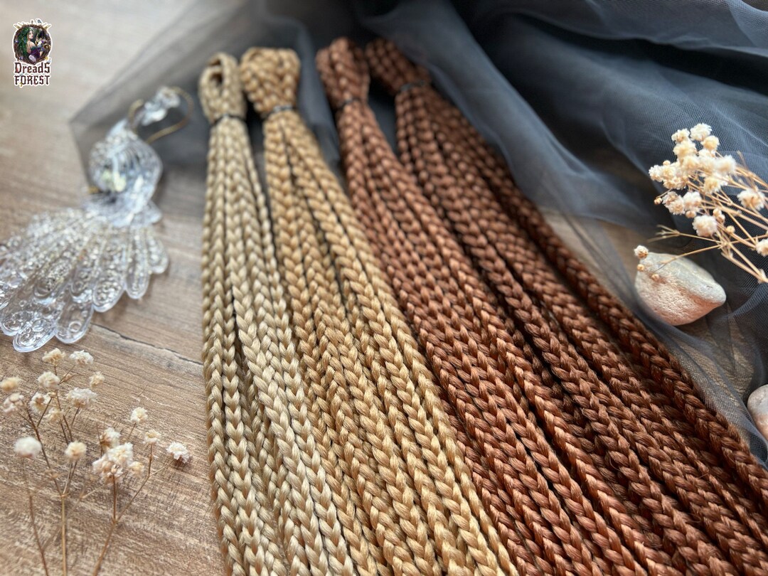 Thin Synthetic Braids Shades of Natural Red Rust, Chestnut, Sand, Sugar ...