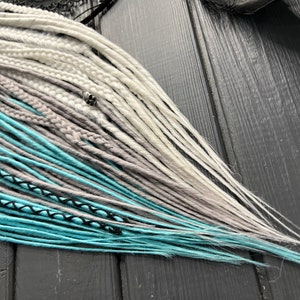 Synthetic Dreads Thin Twisted + Fishtail Braids Ombre Black and Blue ...