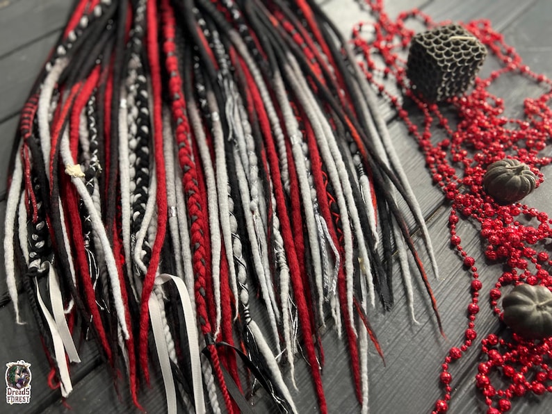 Merino Wool Dreadlocks: Ombre Black, Grey, Red - Handmade Braids - Etsy