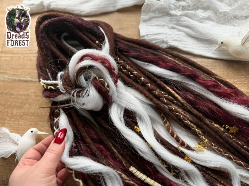 Espresso & Cloud Dancer Dreads | Cherry Cola Accents | Hybrid Boho Mix ...