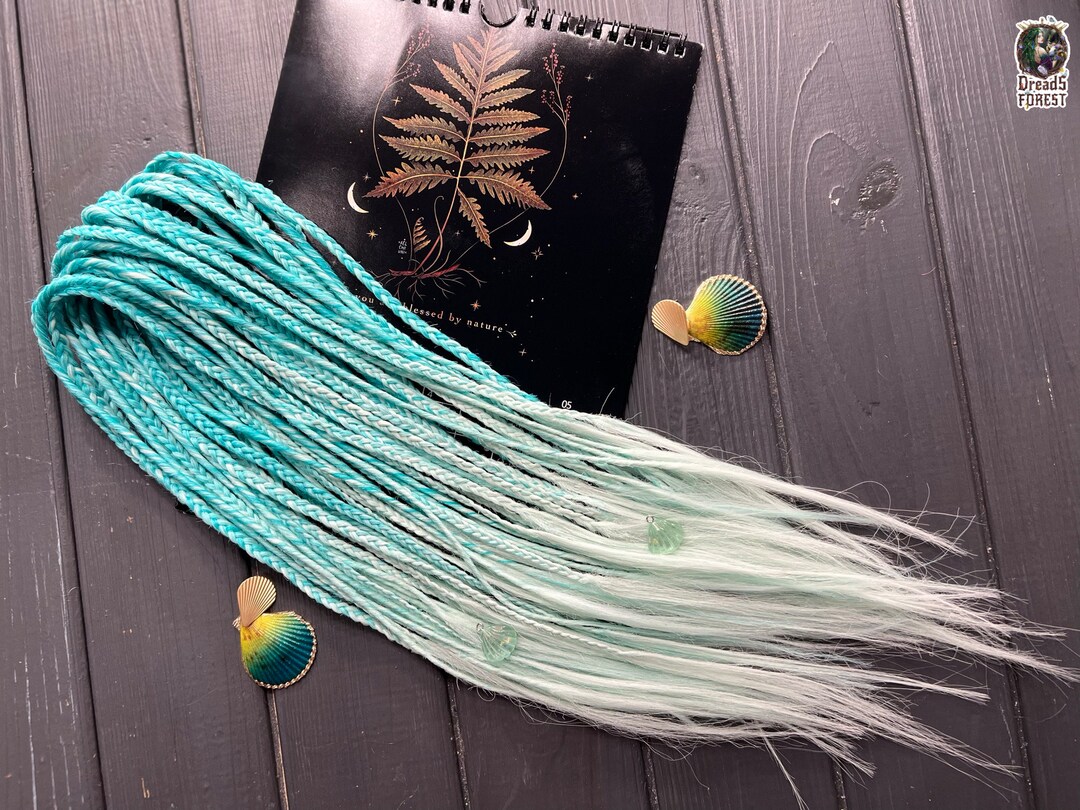 Thin Micro Dreads Glow in the Dark Handmade Blend Turquoise + Light ...