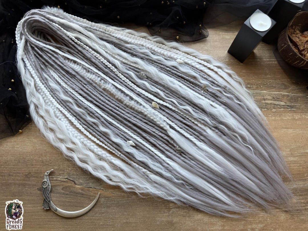White Silver Gray Dreads & Braids: Platinum Bohemian Curls, Elven Hair ...