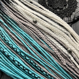 Synthetic Dreads Thin Twisted + Fishtail Braids Ombre Black and Blue ...