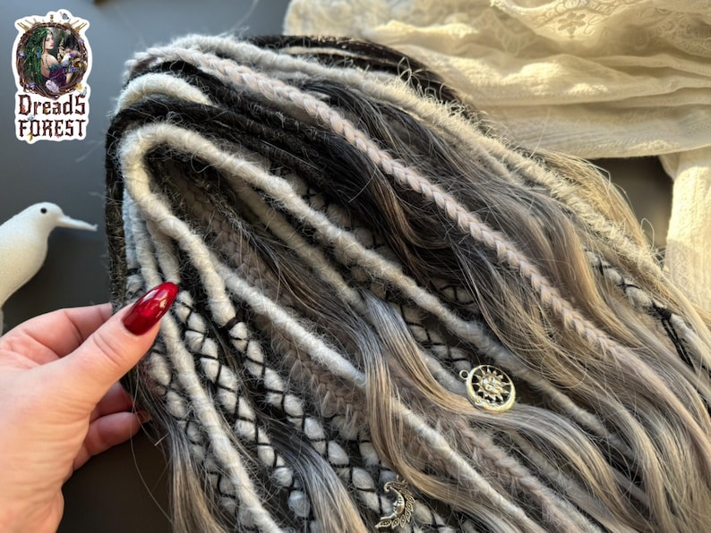 Black Grey Ombre Dreads, Synthetic Hair Extensions, Crochet, Witchy ...