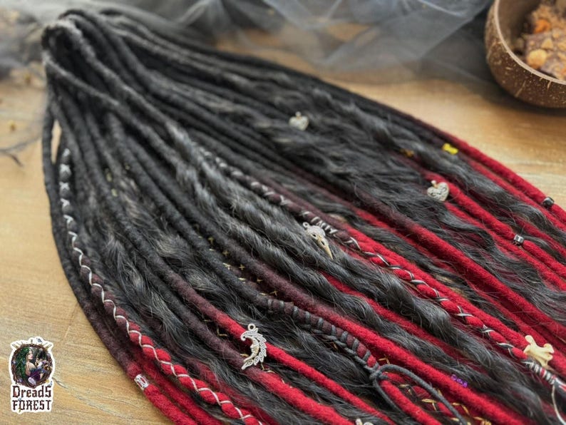 Curly Wool Dreads Ombre Black Bright Cherry Red, Gothic Alt Hair ...