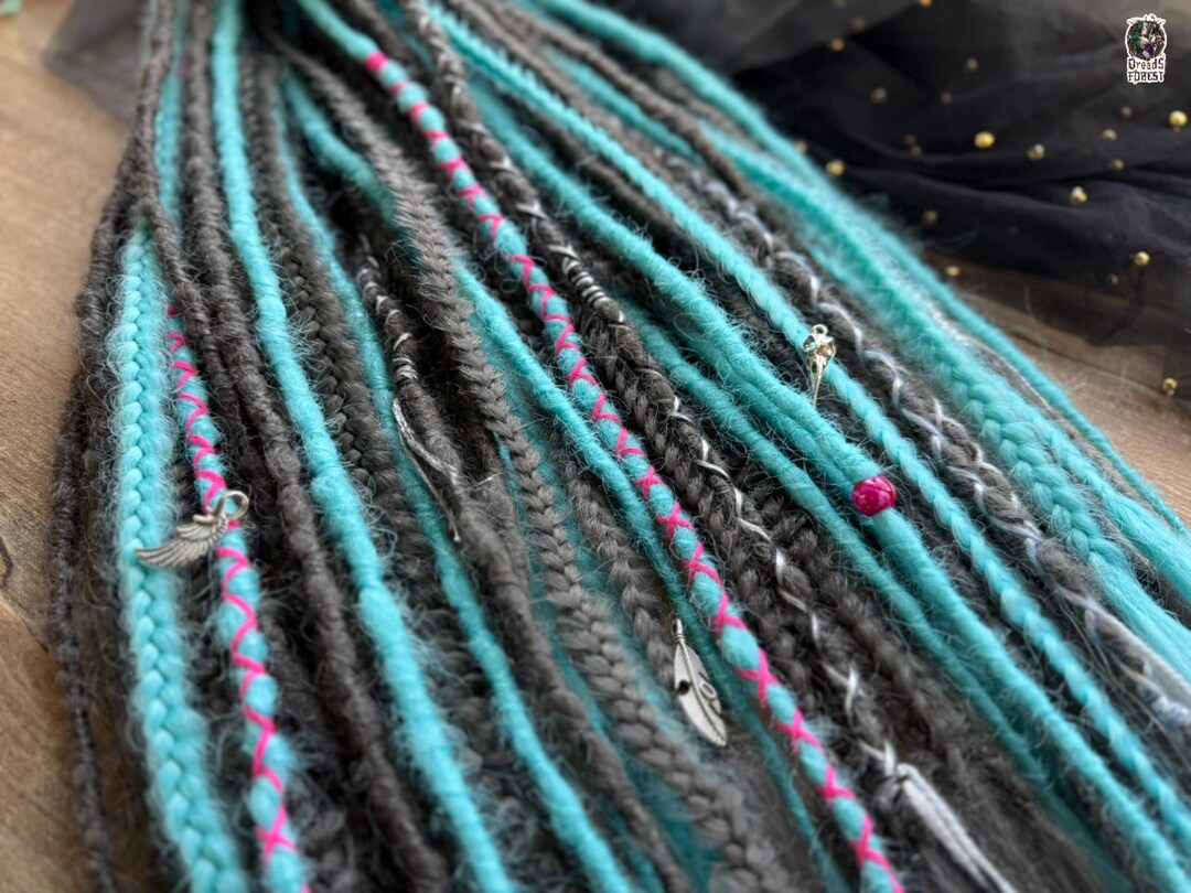 Viking Set Valhala Blue, Graphite, Dark Gray Dreads + Fishtail Braids ...