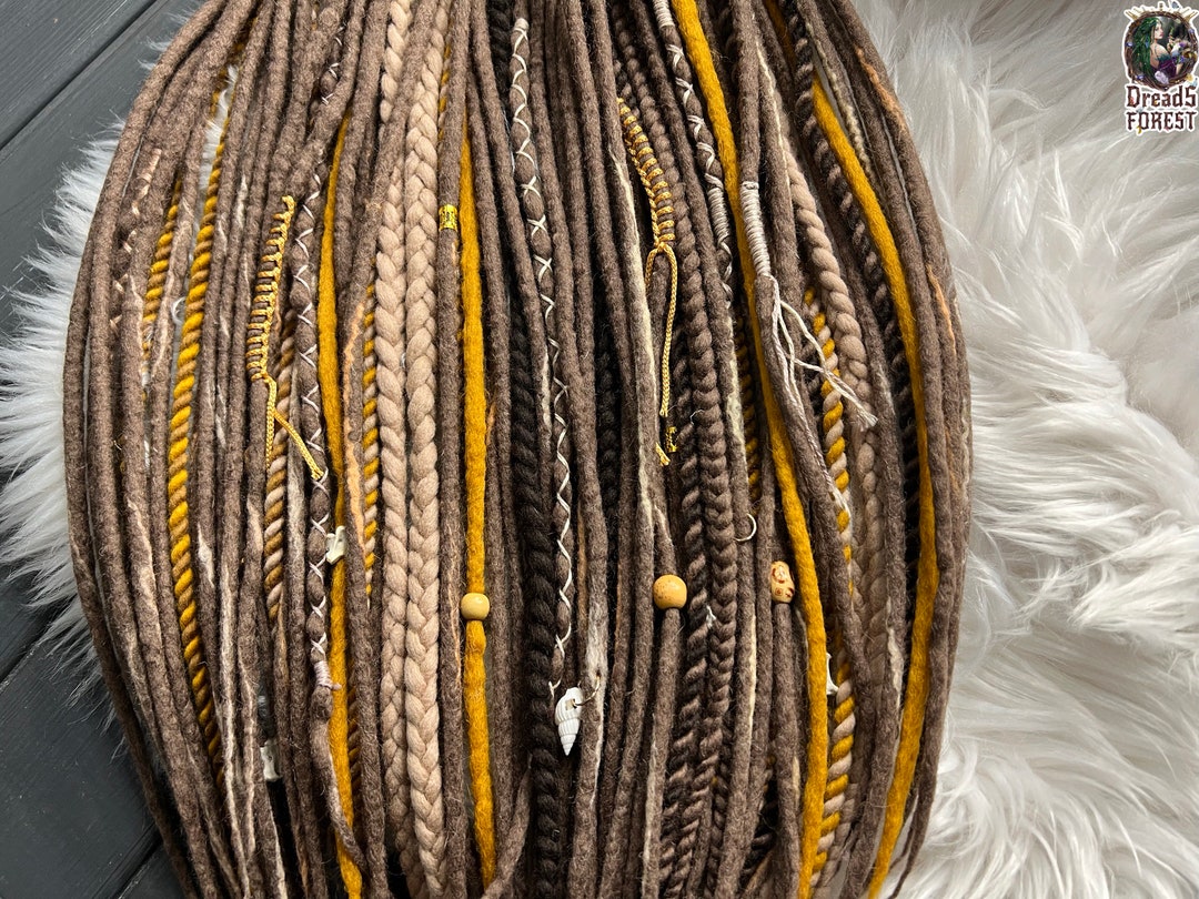 Merino Wool Dreadlocks: Brown, Blonde, Cream - Beads, Bones, Shells - Etsy