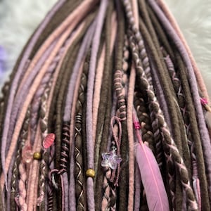Wool Dread Lock + Braids + Twists Handmade Blend Pink Mocha, Brown Tea ...