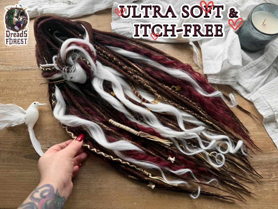 Espresso & Cloud Dancer Dreads | Cherry Cola Accents | Hybrid Boho Mix ...