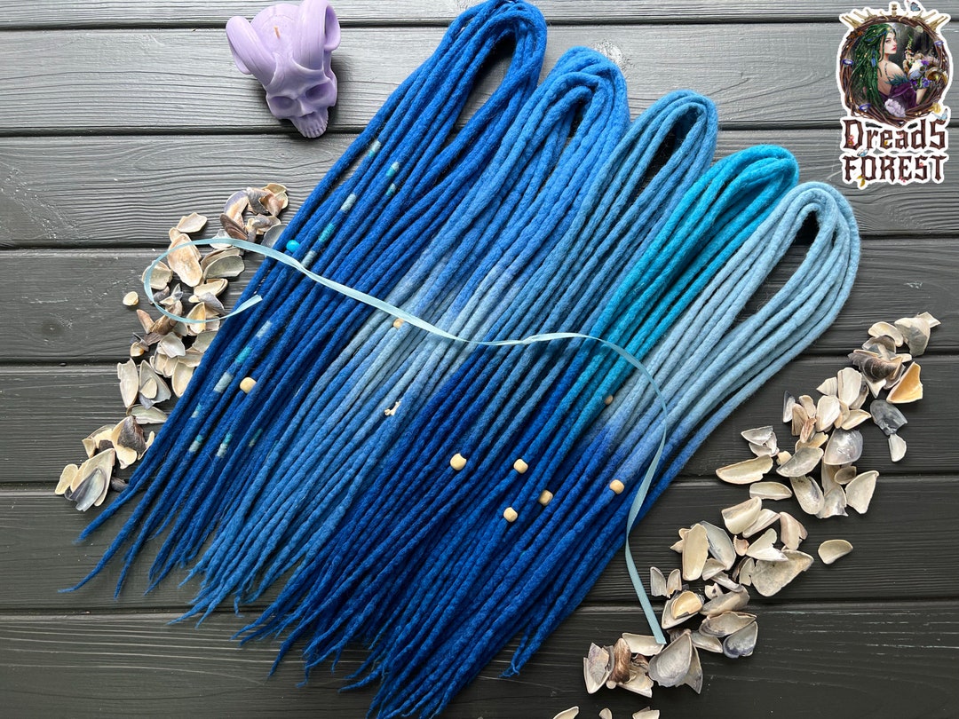 Wool Ombre Dreadlocks: Blue Cyan Boho Dreads Extensions 19-24 INCHES - Etsy