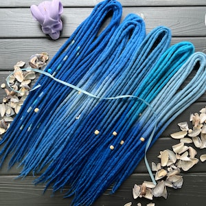 Wool Ombre Dreadlocks: Blue Cyan Boho Dreads Extensions 19-24 INCHES - Etsy
