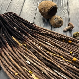 Wool Dreads Full Set DE Dreadlocks Extensions Brown Irish Cream Blond ...