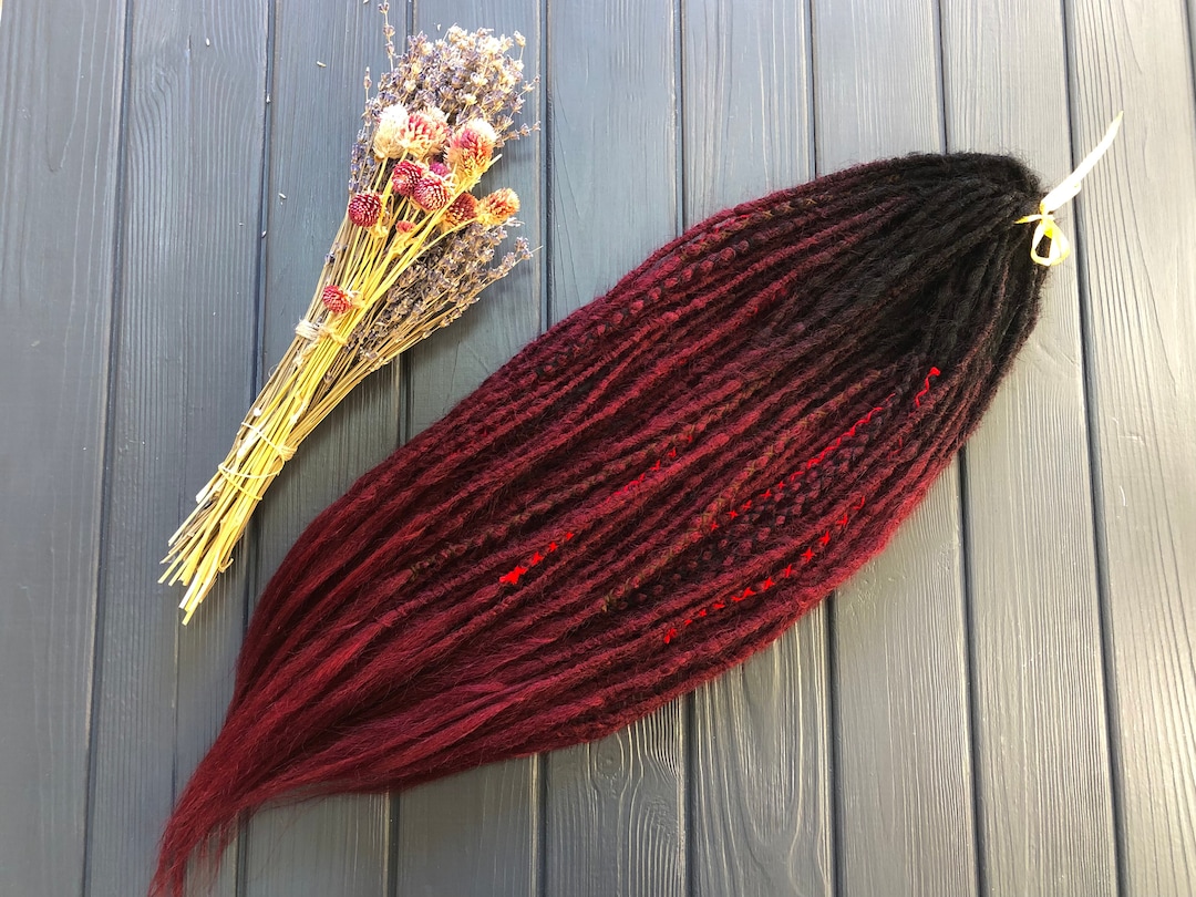 Dreadlock Extensions: Ombre Black Burgundy Red - Synthetic Kanekalon - Etsy