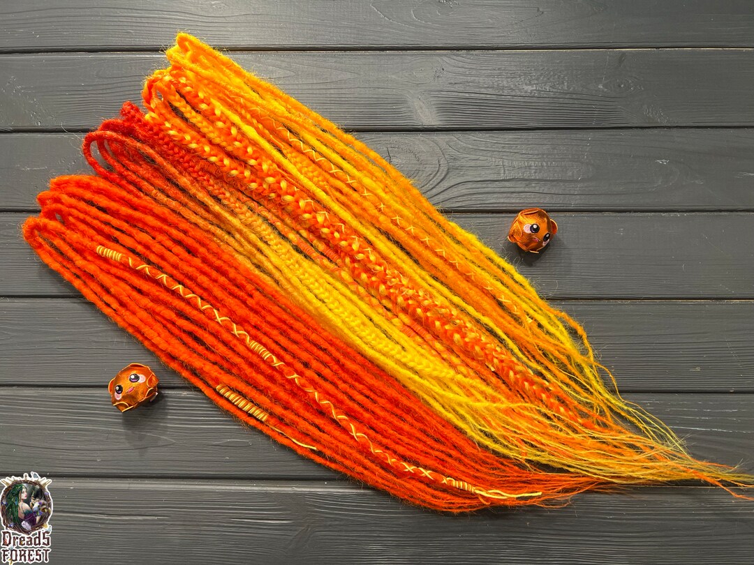 Natural Look Synthetic Dreadlocks Shades of Orange Yellow Red ...