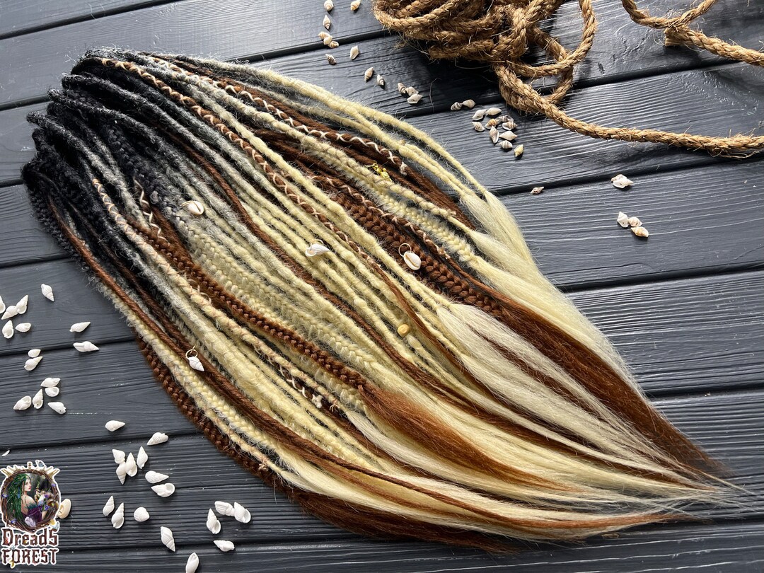 Mix Natural Looking Dreadlocks + Thin Twisted + Braids Ombre Black ...