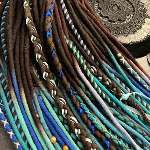 Wool Dreadlocks Ombre Shades of Brown on Blue, Sky Blue, Mint +braids ...