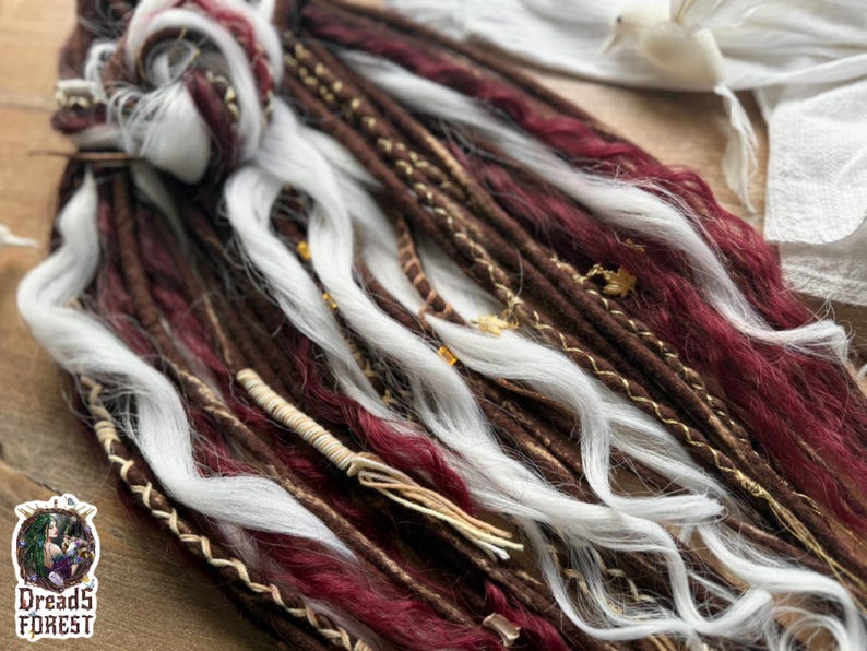 Espresso & Cloud Dancer Dreads | Cherry Cola Accents | Hybrid Boho Mix ...