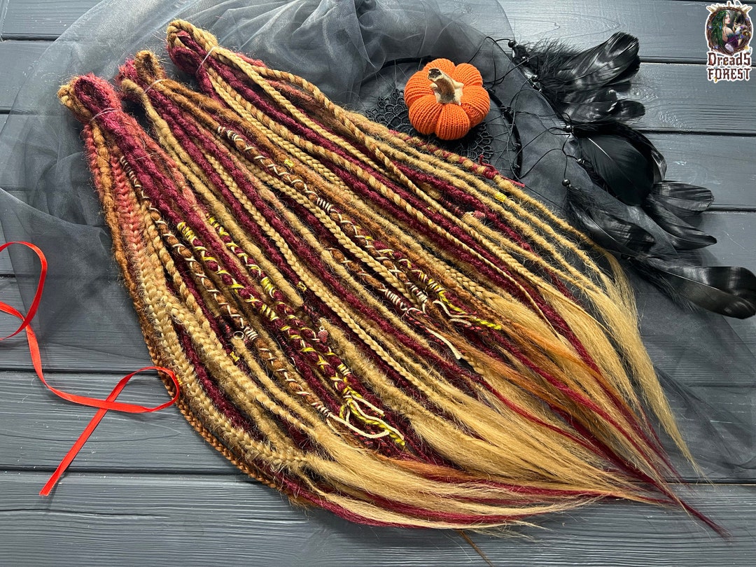 Natural Look Synthetic Dreadlocks Red Ginger Burgundy Golden Blond ...