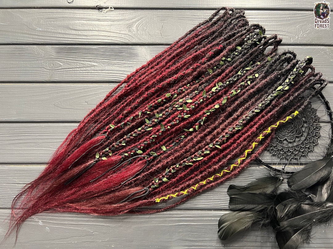 Natural Look Synthetic Dreads Ombre Black in Shades of Burgundy ...