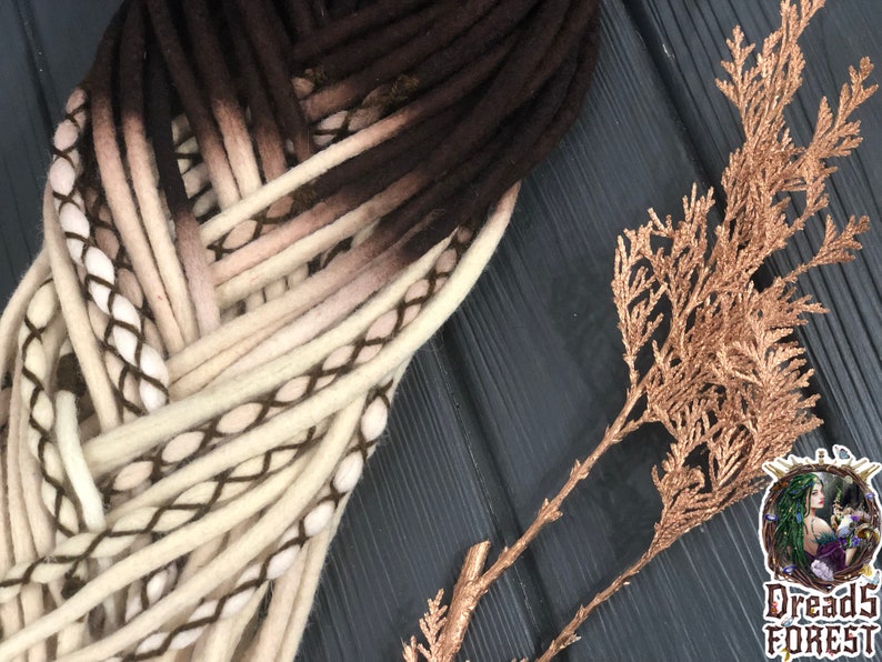 Double Ended Wool Dreadlocks: Dark Brown Ash Blonde - Handmade Felted ...