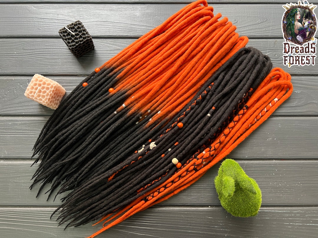 Wool Ombre Dreadlocks: Orange, Black & White Double Ended Dreads - Etsy